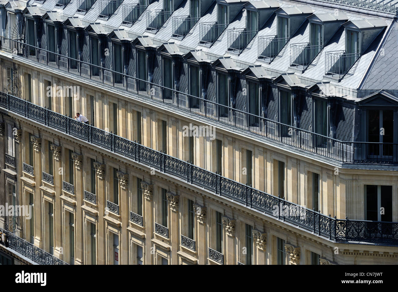 France, Paris, Haussmann type buildings on the rue Scribe Stock Photo ...