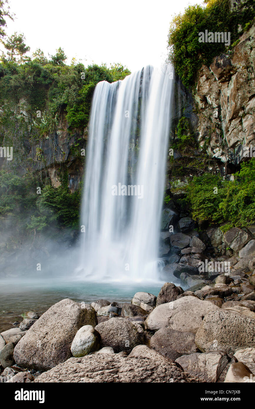 South Korea, Jeju Province, Seogwipo, Jeongbang waterfall Stock Photo ...