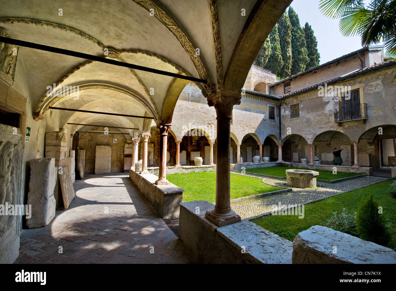 Cloister, Roman museum, archaeological, Verona, Veneto, Italy Stock ...