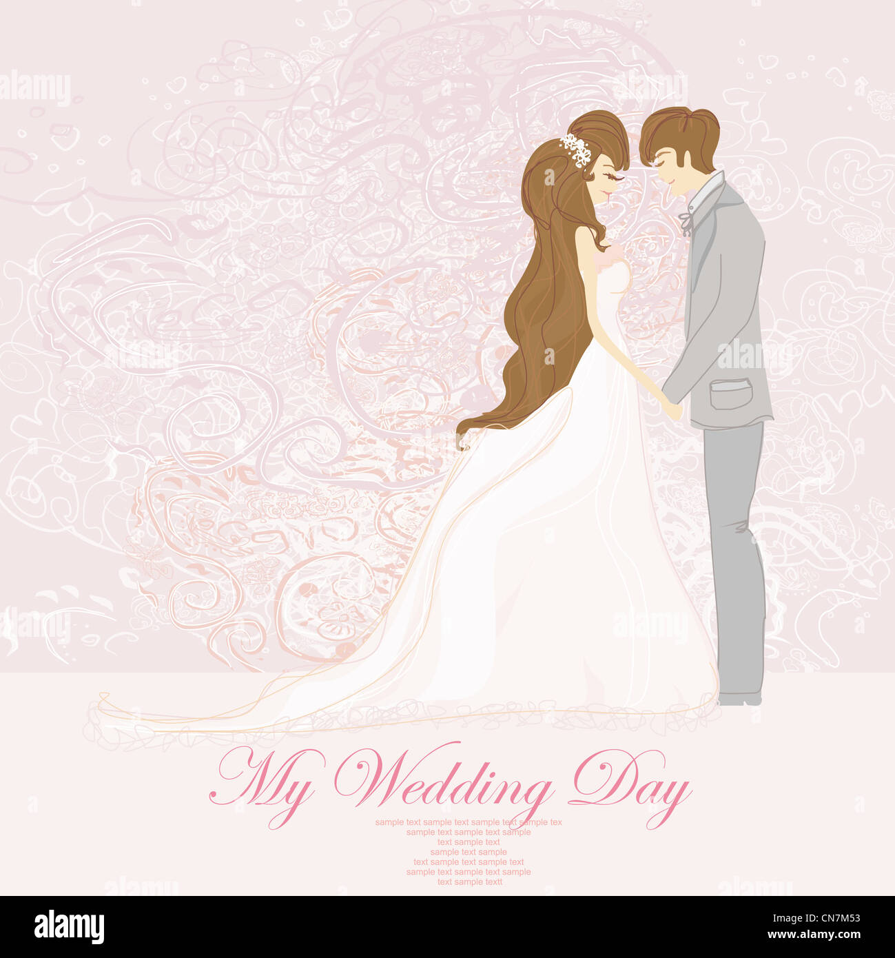 elegant wedding invitation with wedding couple Stock Photo - Alamy