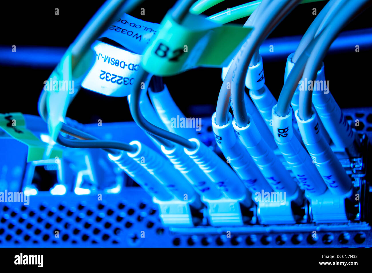 optic fiber cables connected to data center Stock Photo - Alamy