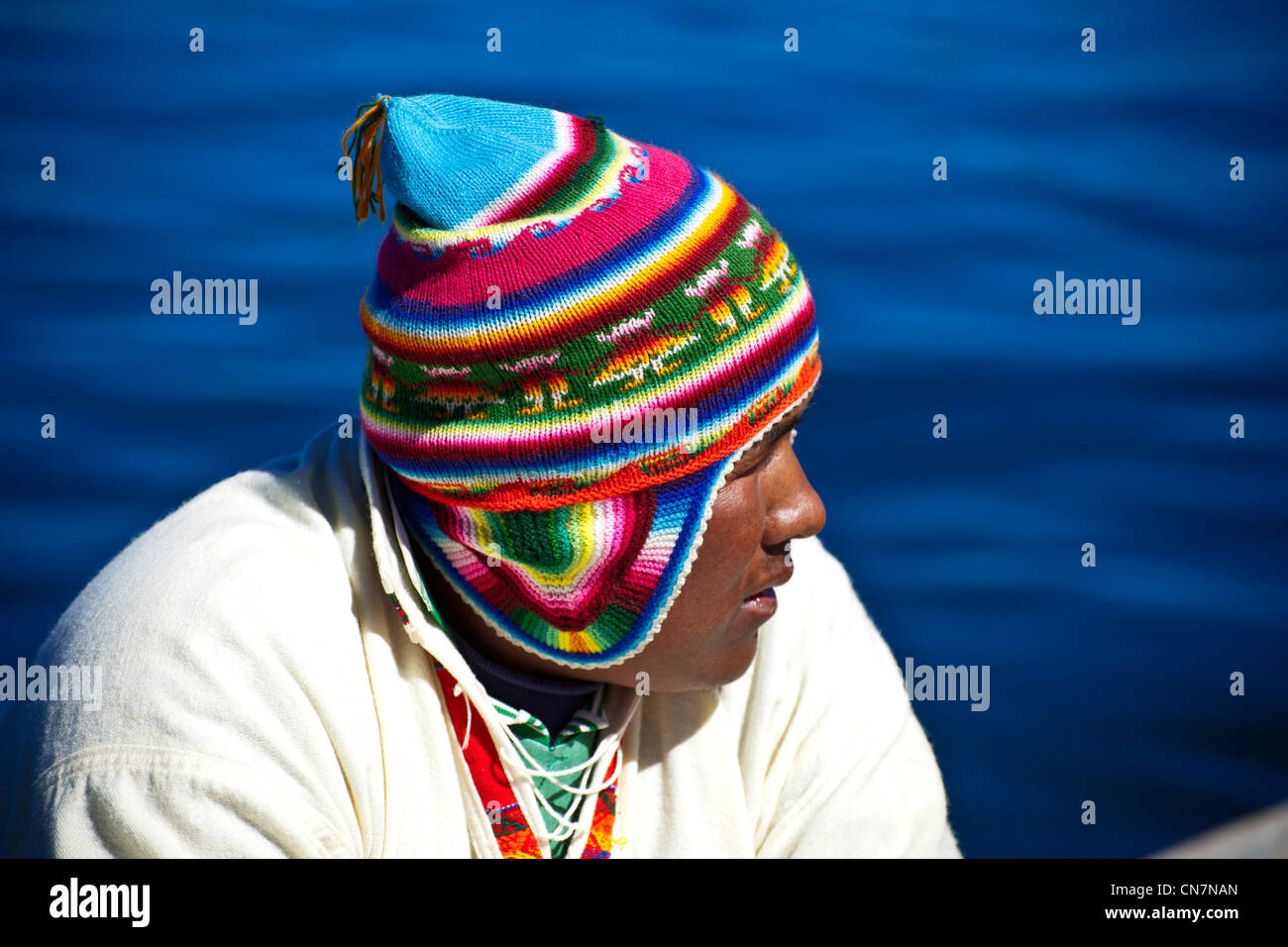 Peru, Puno province, Titicaca lake, Uros Indian living on floating ...