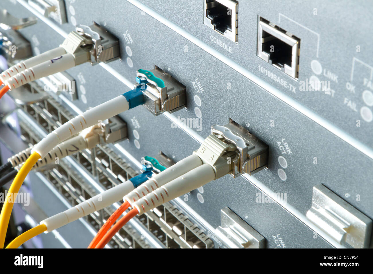 optic fiber cables connected to data center Stock Photo - Alamy
