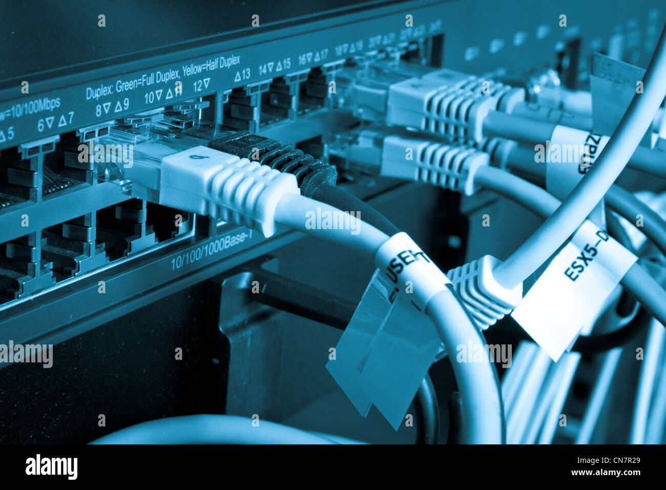 network cables connected to hub Stock Photo - Alamy