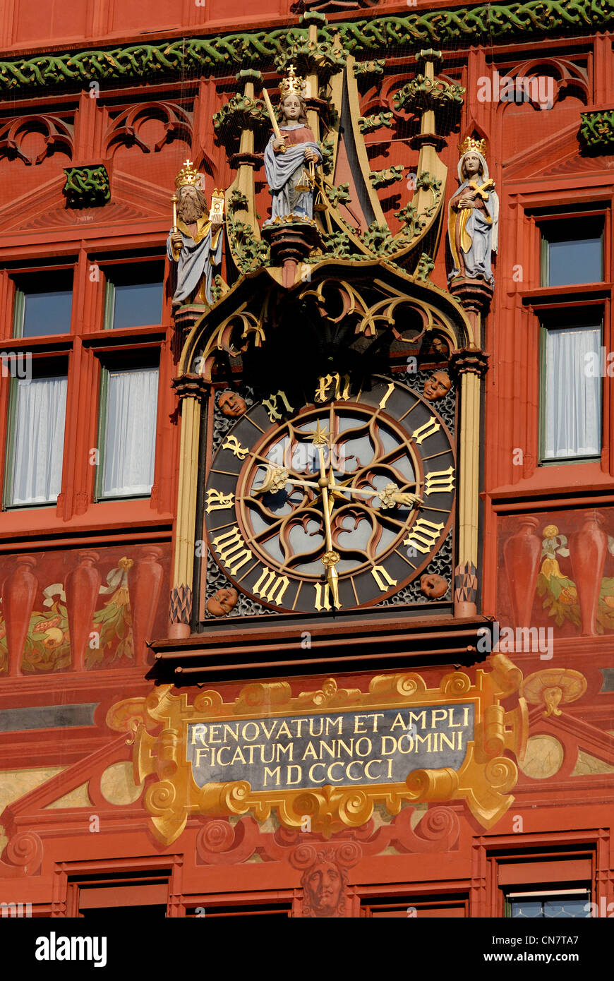Switzerland, Basel, facade of City Hall, built between 1504 and 1514 ...