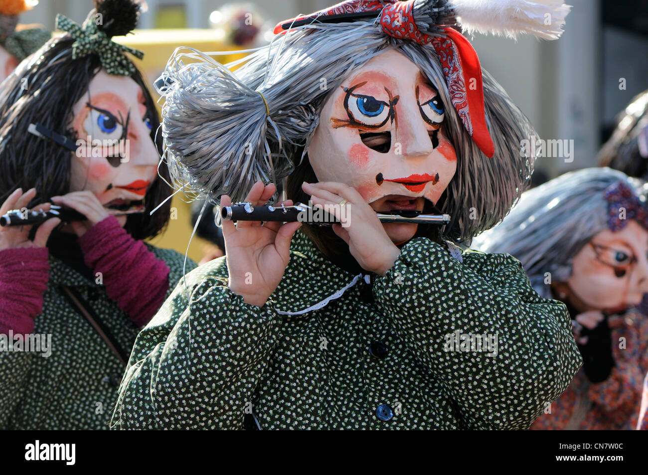 Switzerland, Basel, carnival, parade of a clique, masks and fifes one ...