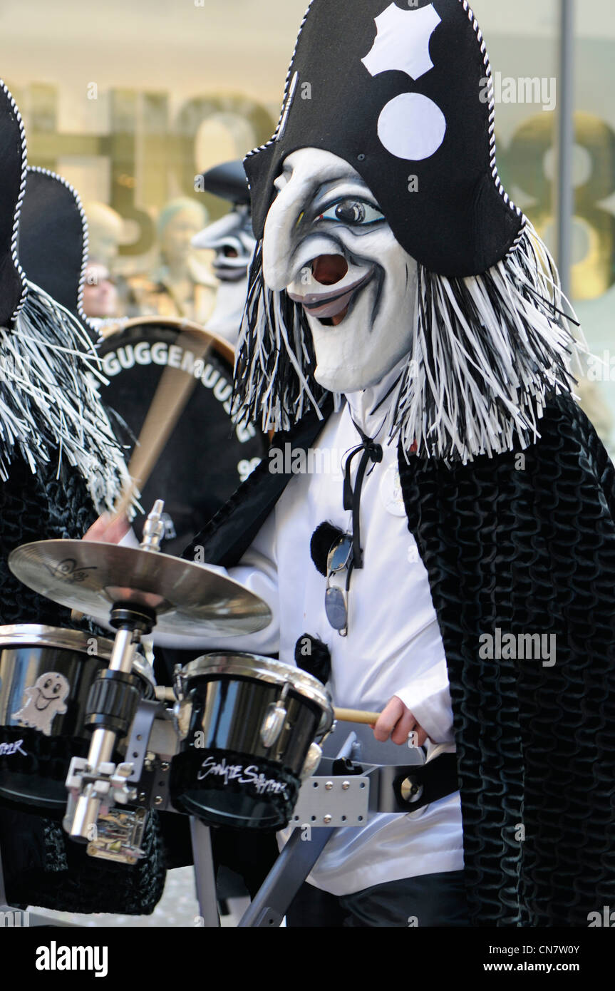 Switzerland, Basel, carnival, parade of a clique, masks and fifes one ...