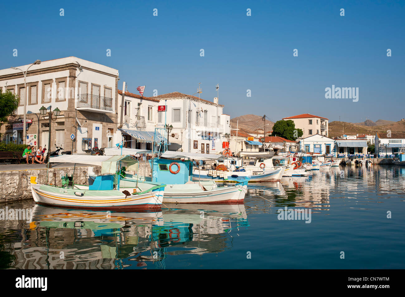 Greece, Lemnos Island, Myrina, capital town and main harbour of the ...