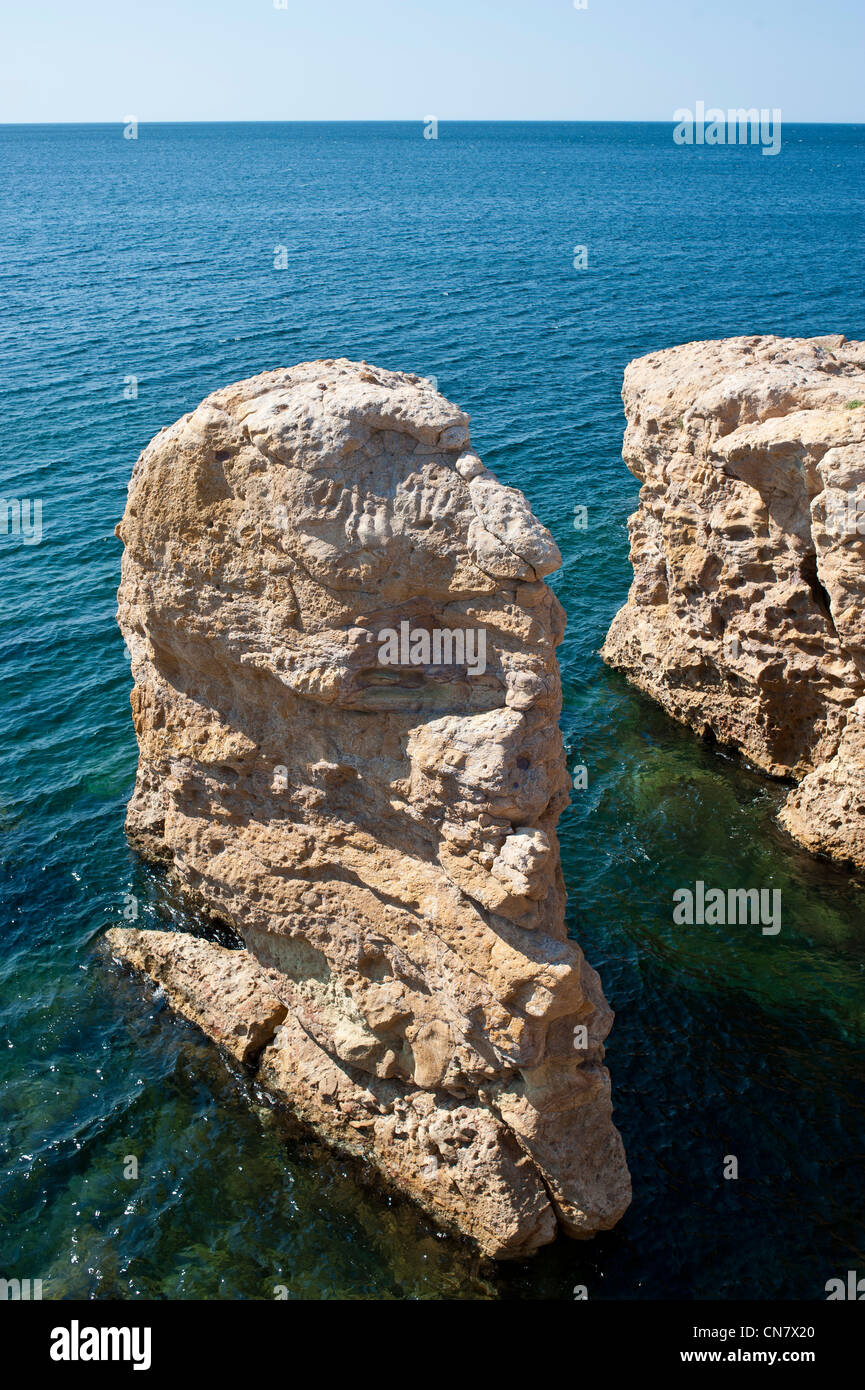Greece, Lemnos Island, the Cape Aspros Kavos in Moudros Bay Stock Photo ...