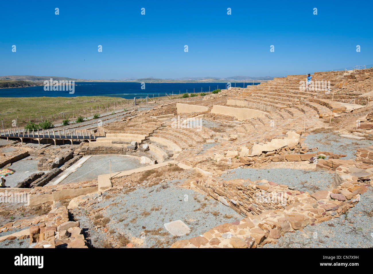 Greece, Lemnos Island, the theatre of the ancient city of Hephaistia ...
