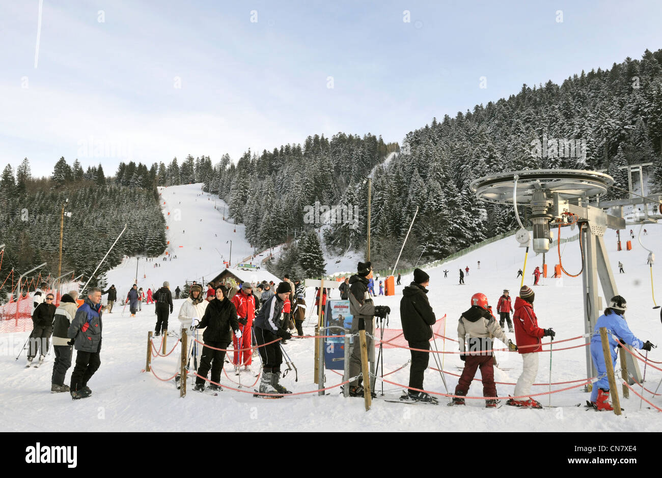 France, Vosges, Gerardmer Mauselaine, ski resort, ski lifts, ski ...