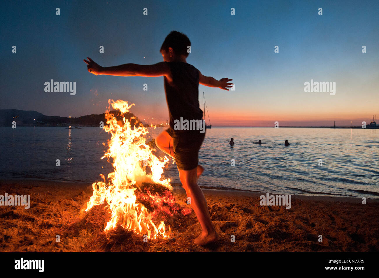 Greece, Lemnos Island, Myrina, capital town and main harbour of the ...