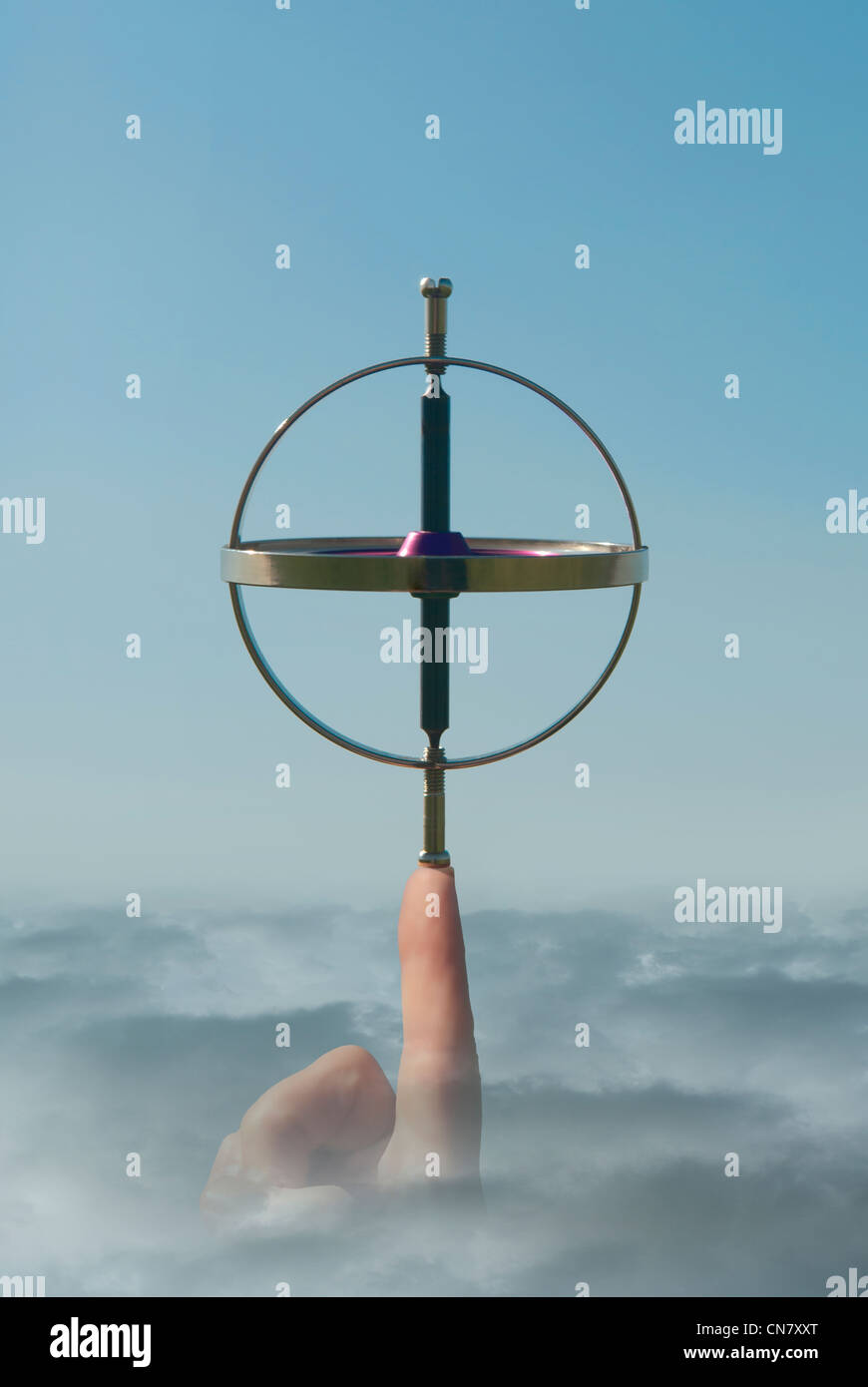 Gyroscope in perfect balance showing poise and stability Stock Photo ...