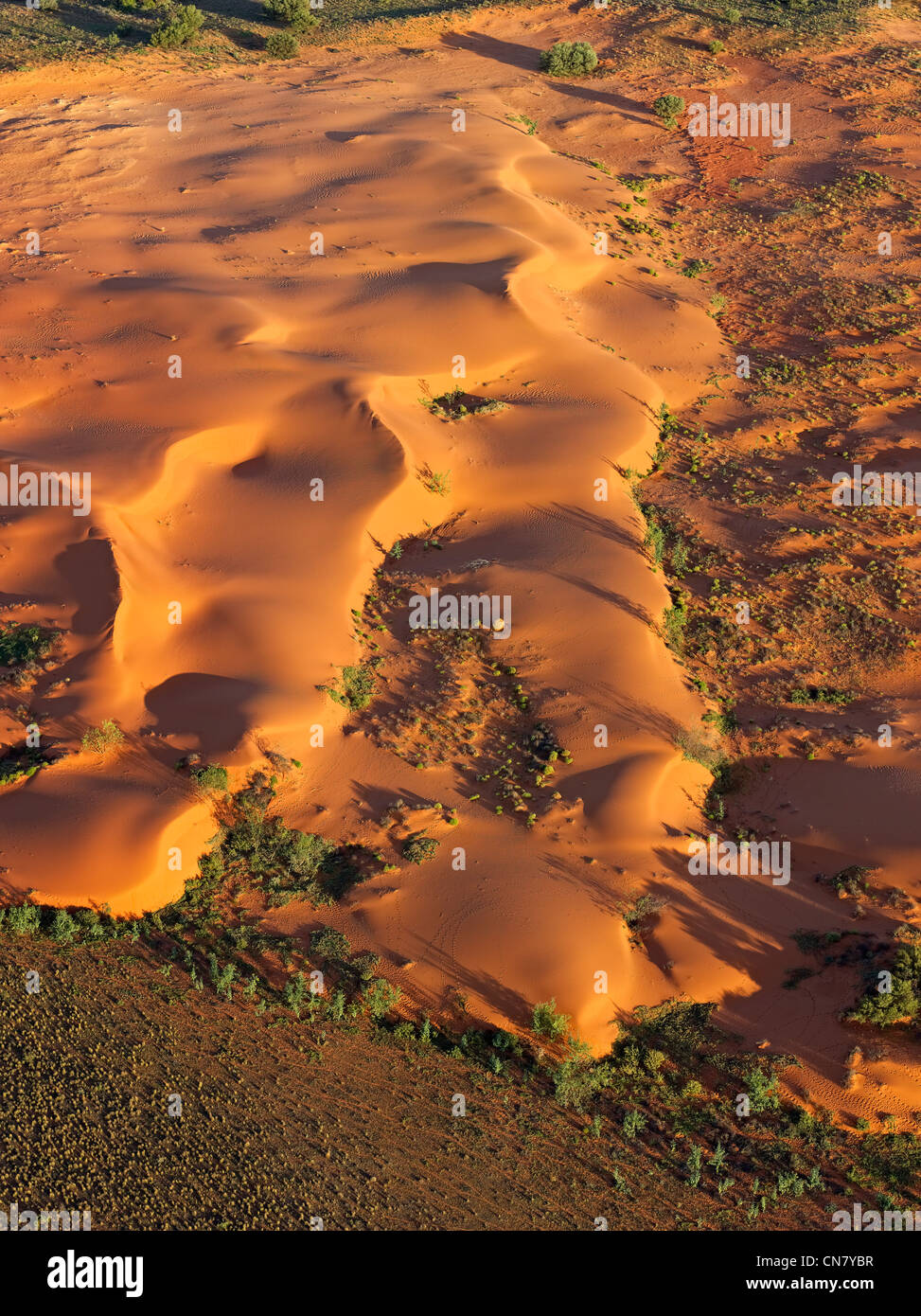 Low altitude aerial photo of red sand dunes, outback NSW, Australia ...