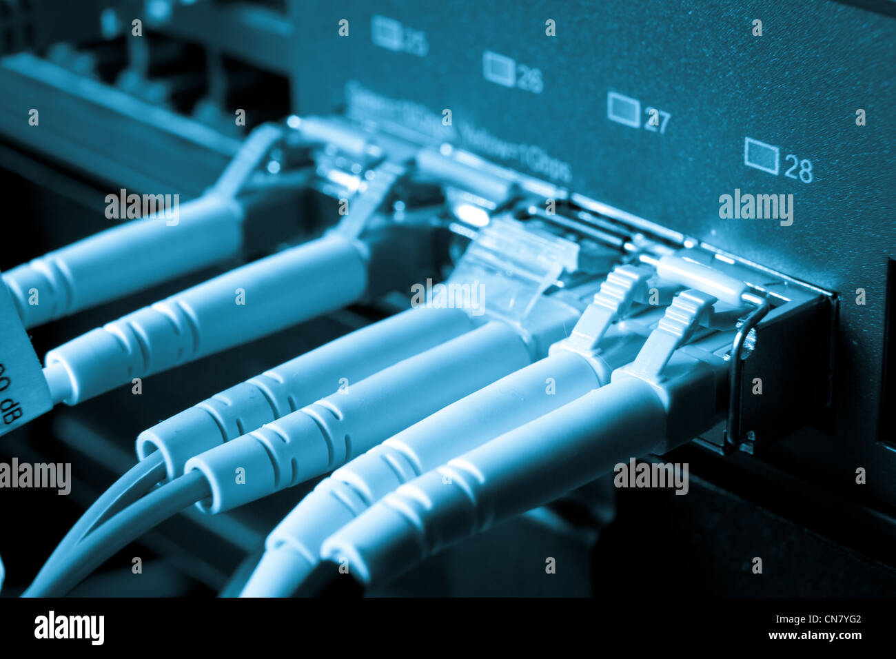 optic fiber cables connected to data center Stock Photo - Alamy