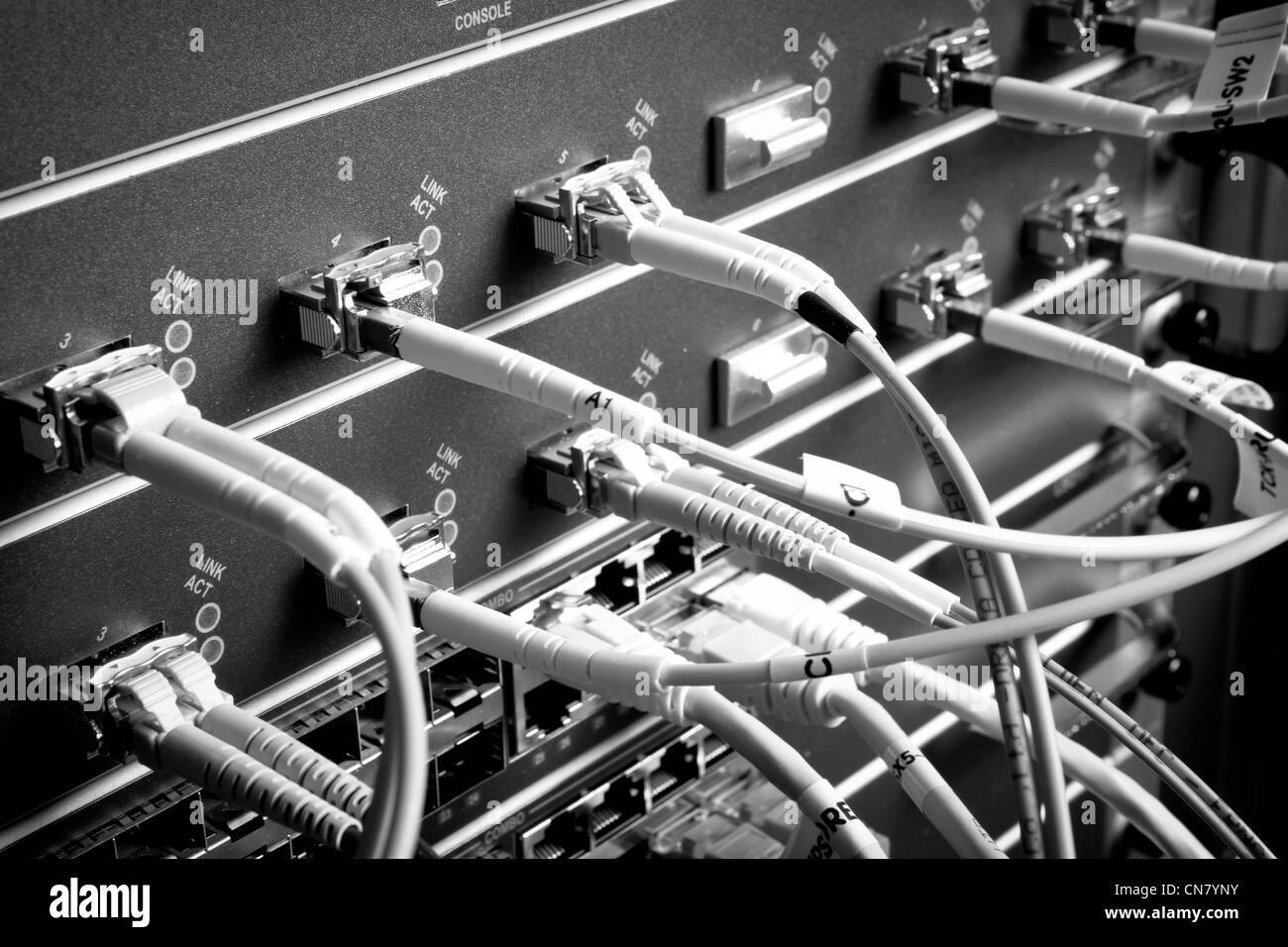 optic fiber cables connected to data center Stock Photo - Alamy