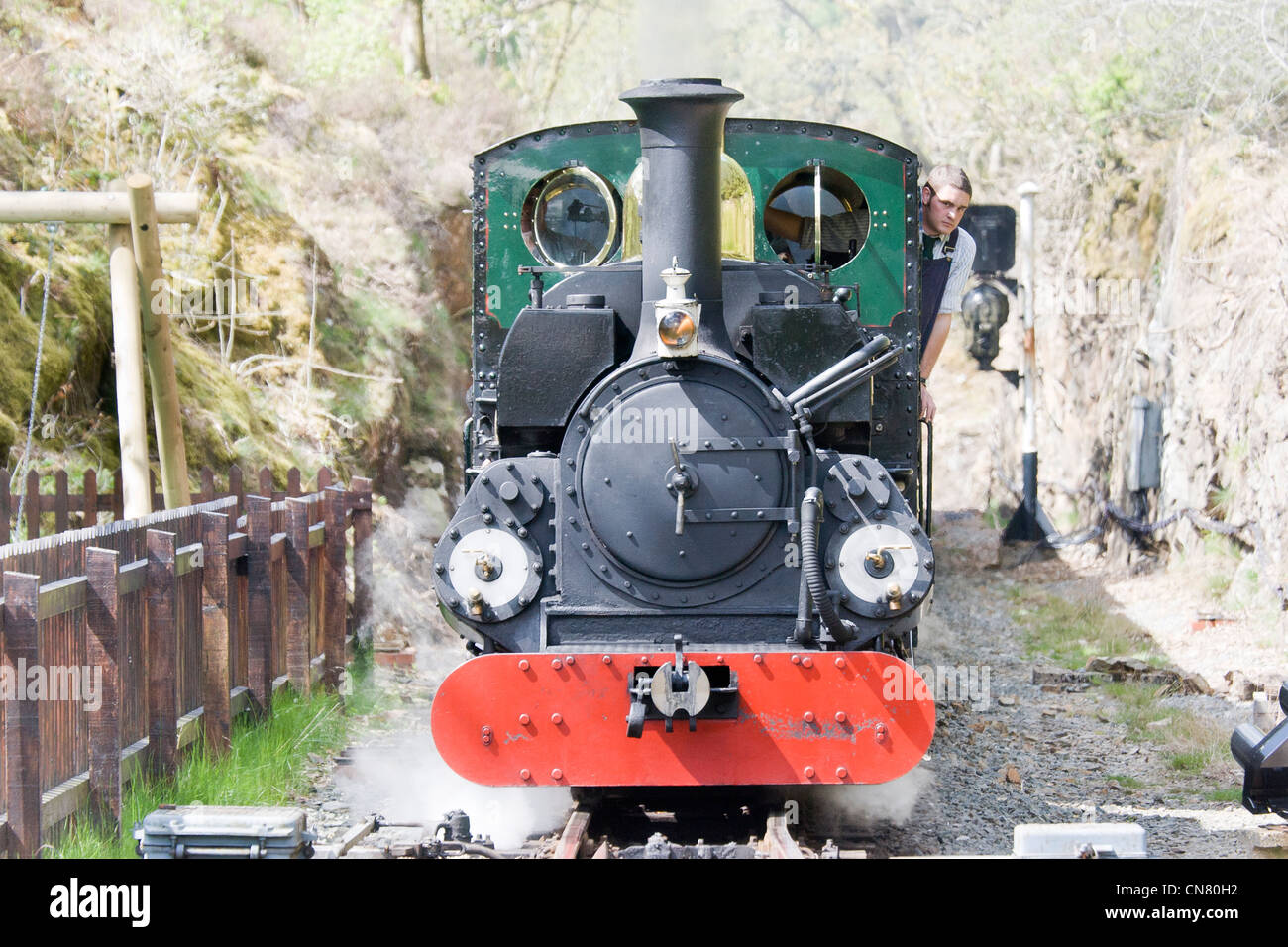 Steam locomotive pulling a passenger train on the Blaenau Ffestiniog Railway Stock Photo - Alamy