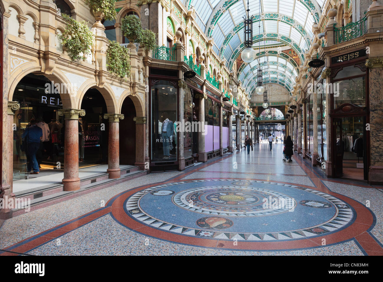 Floor mosaic and traditional upmarket designer shops in County Arcade ...
