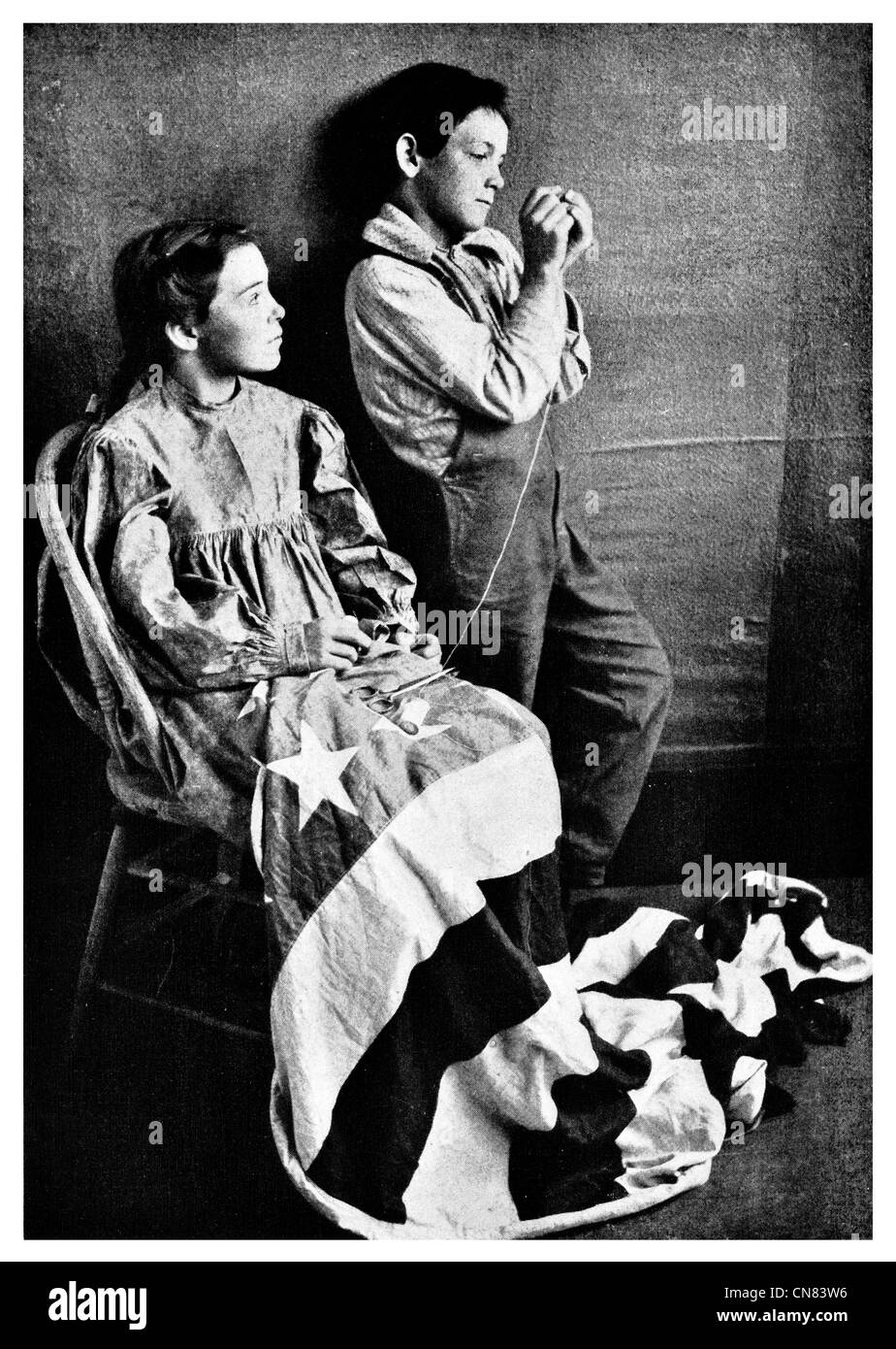 American flag print Black and White Stock Photos & Images - Alamy