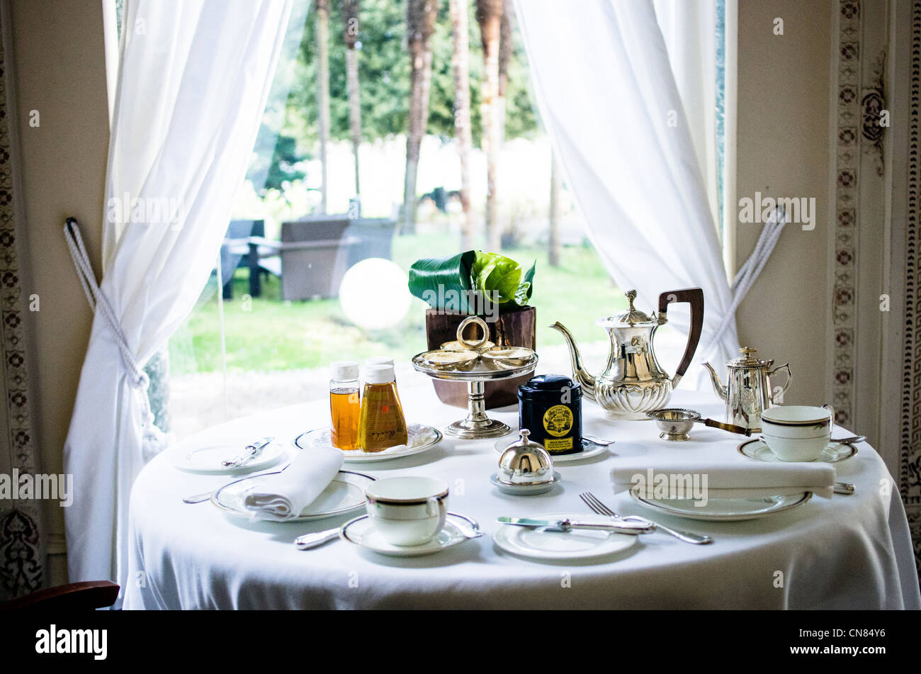 elegant table of tea time Stock Photo - Alamy