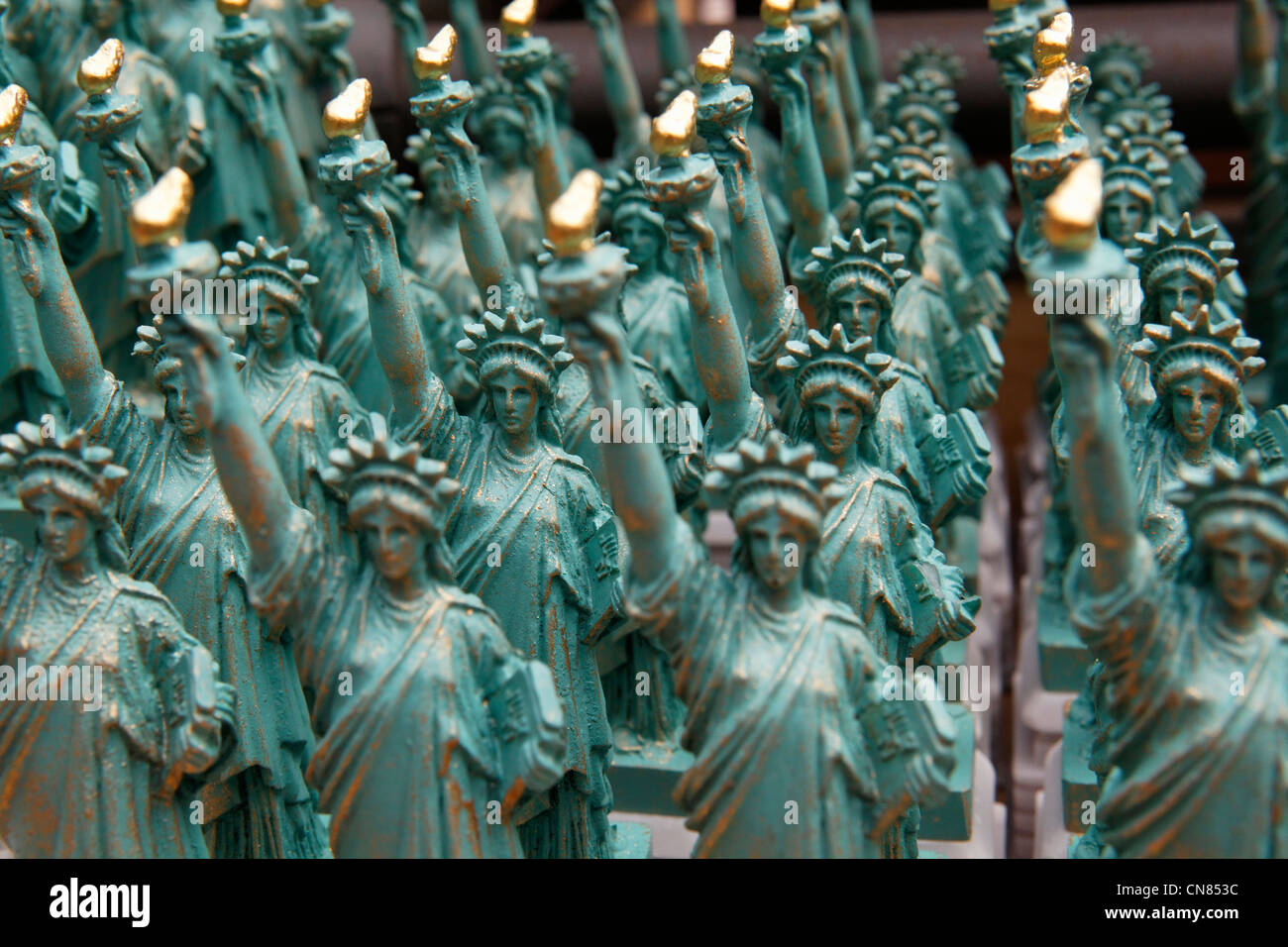 United States, New York City, Manhattan, miniature of the Statue of ...