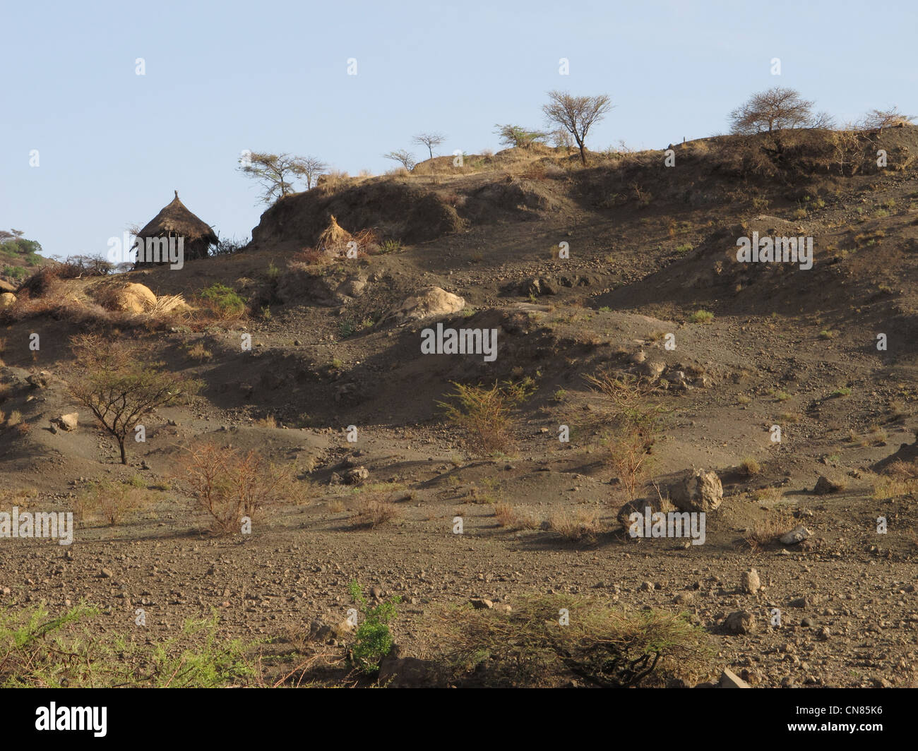 Views of the Meket mountains and traditional Tukul houses, near the ...