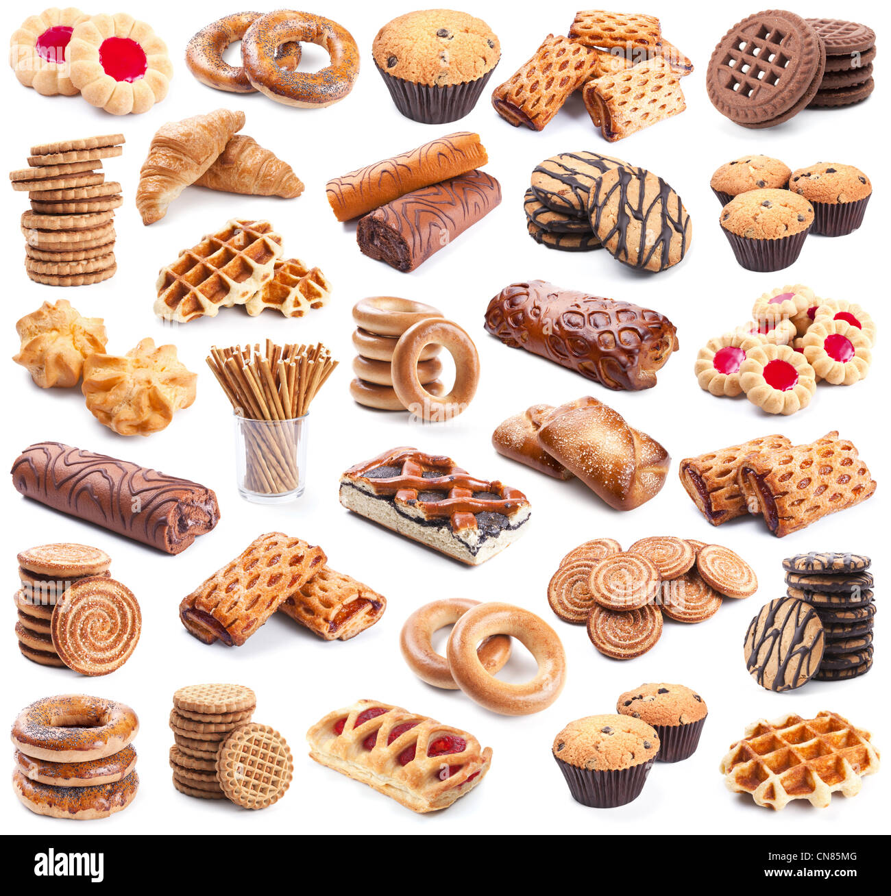 Pastry collection isolated on white background Stock Photo - Alamy
