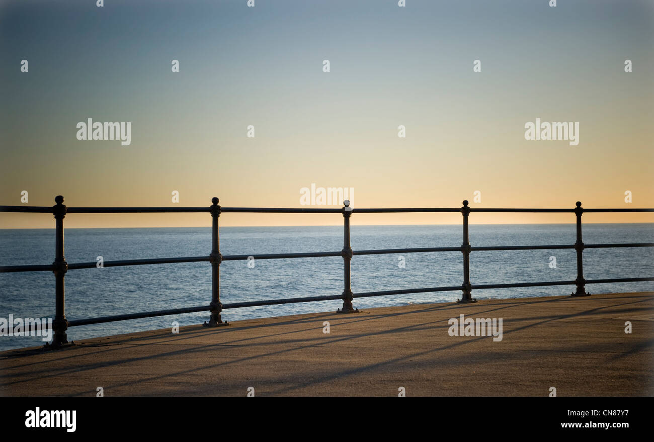 Railings overlooking the sea at Ventnor on the Isle of Wight Stock ...