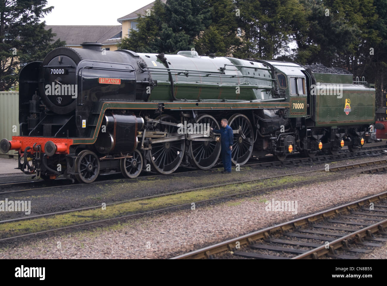 The Giant steam engine of days gone by Getting ready for use Stock ...