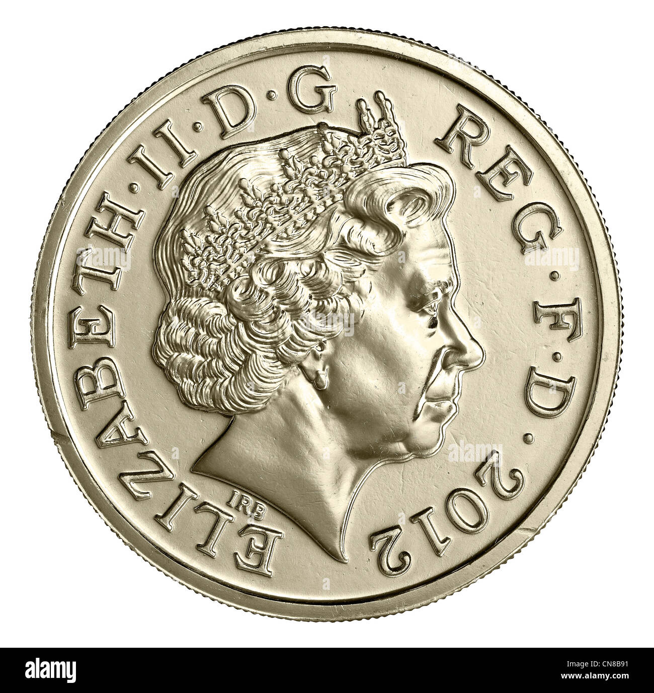 1 pound £ coin overhead Stock Photo - Alamy