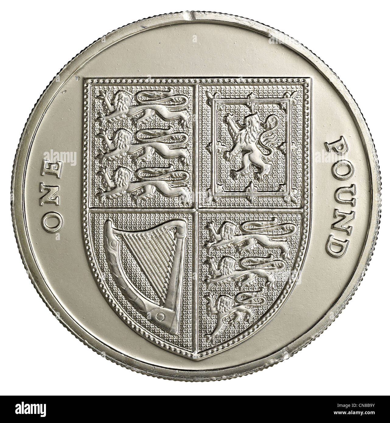 1 one £ coin pound overhead Stock Photo - Alamy