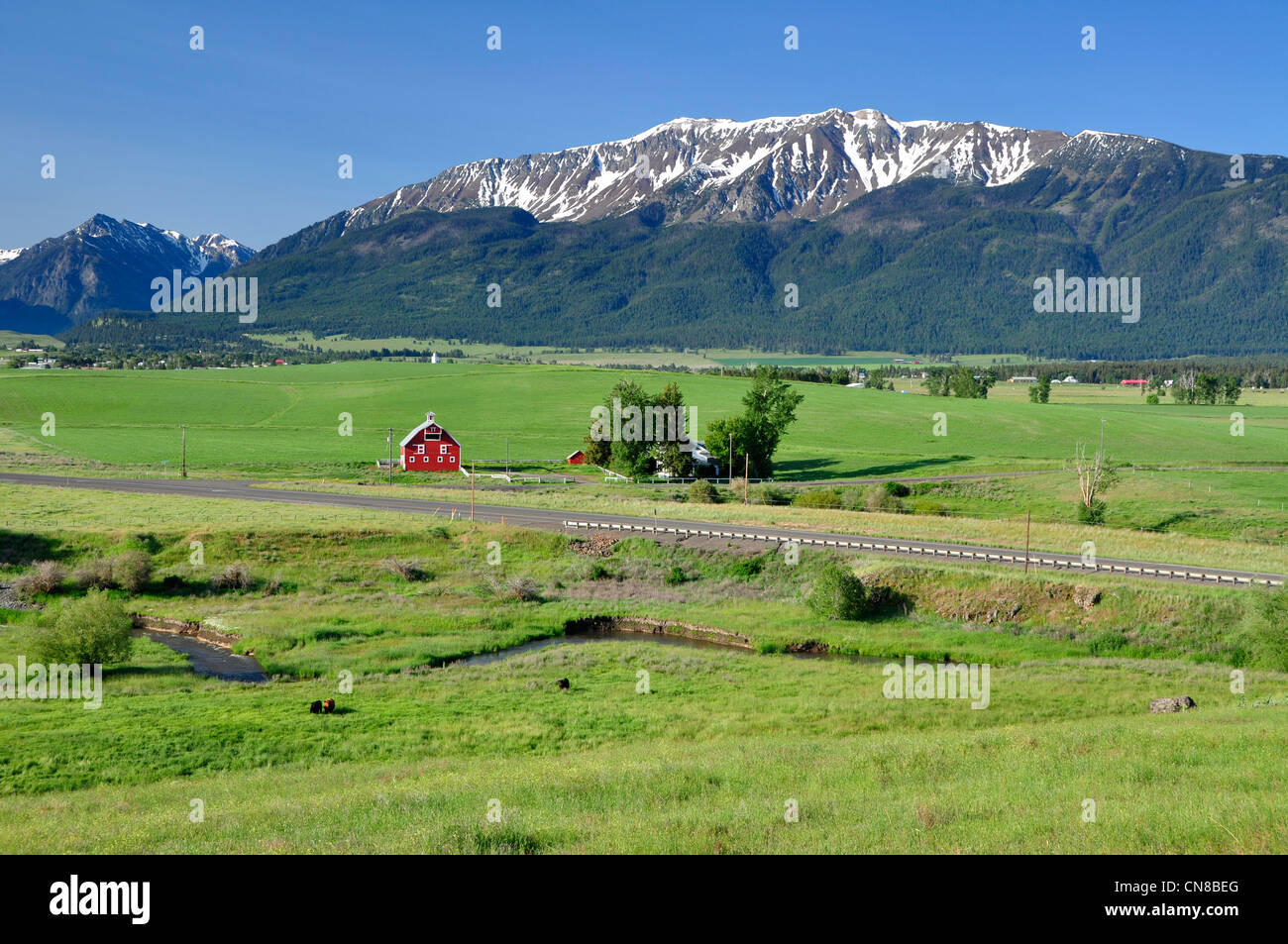Wallowa Valley and the Wallowa Mountains in Northeast Oregon Stock ...
