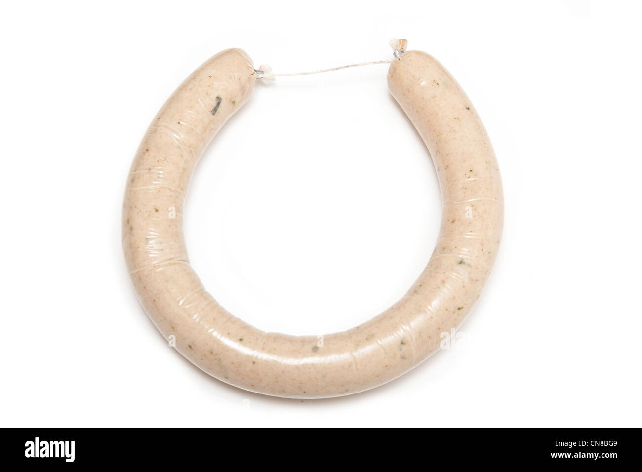 Traditional breakfast white pudding made with pork and suet and oatmeal ...