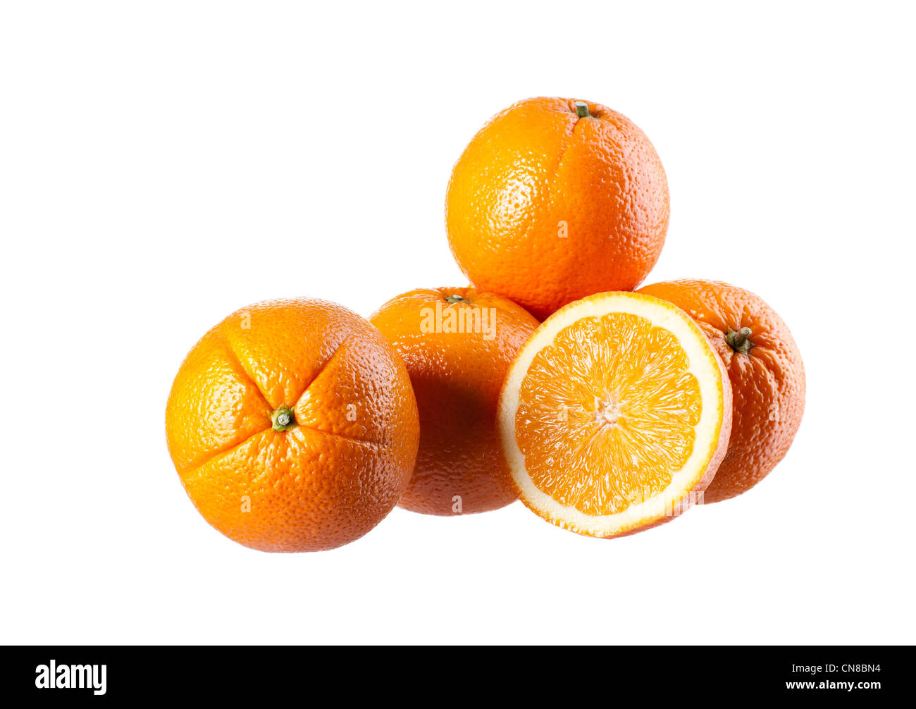 Four perfectly fresh oranges isolated on white Stock Photo - Alamy