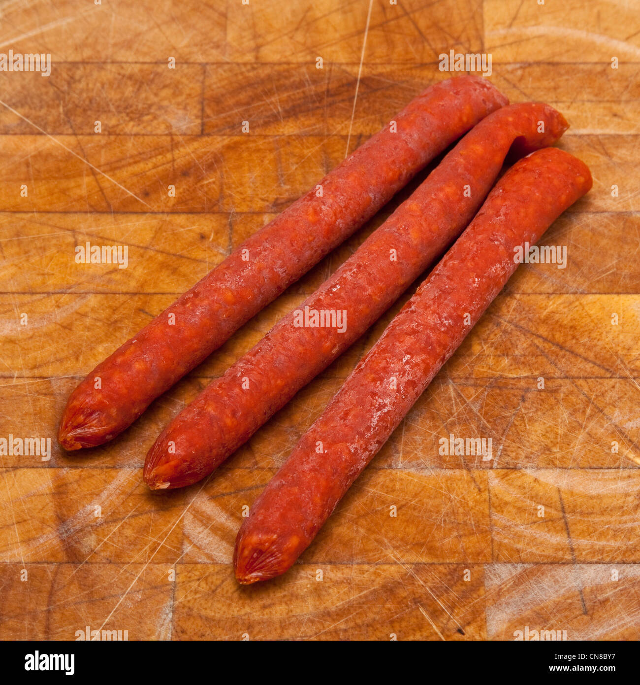 Hungarian spiced sausage isolated on a white studio background Stock ...