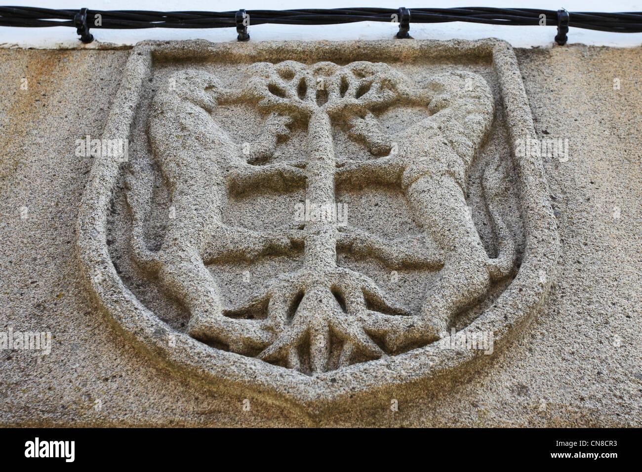Coat of Arms above a doorway in the citadel of Castelo de Vide ...