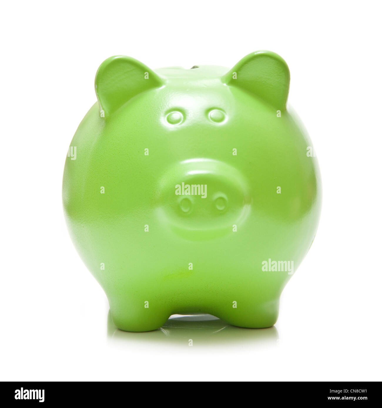 Green piggy bank money box isolated on a white studio background Stock ...