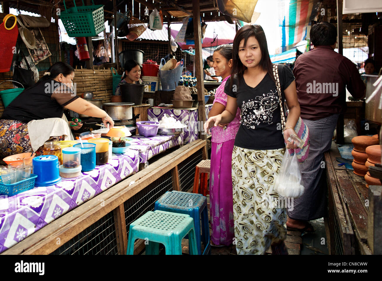 Street food on the streets of Yangon (Rangon), Myanmar (Burma Stock ...