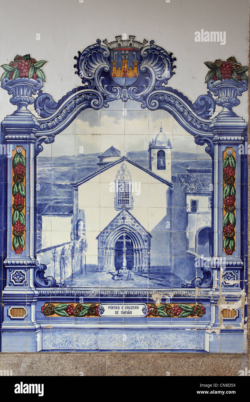 Marvao, in Portugal, is depicted on traditional Portuguese "Azulejo ...