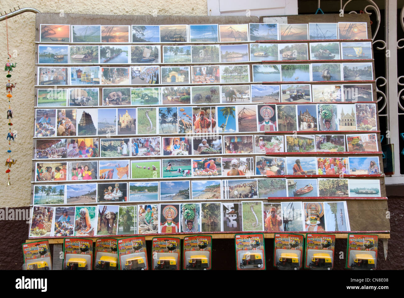 Post Cards on Kerala on display at Jew Street, Mattancherry, Cochin ...