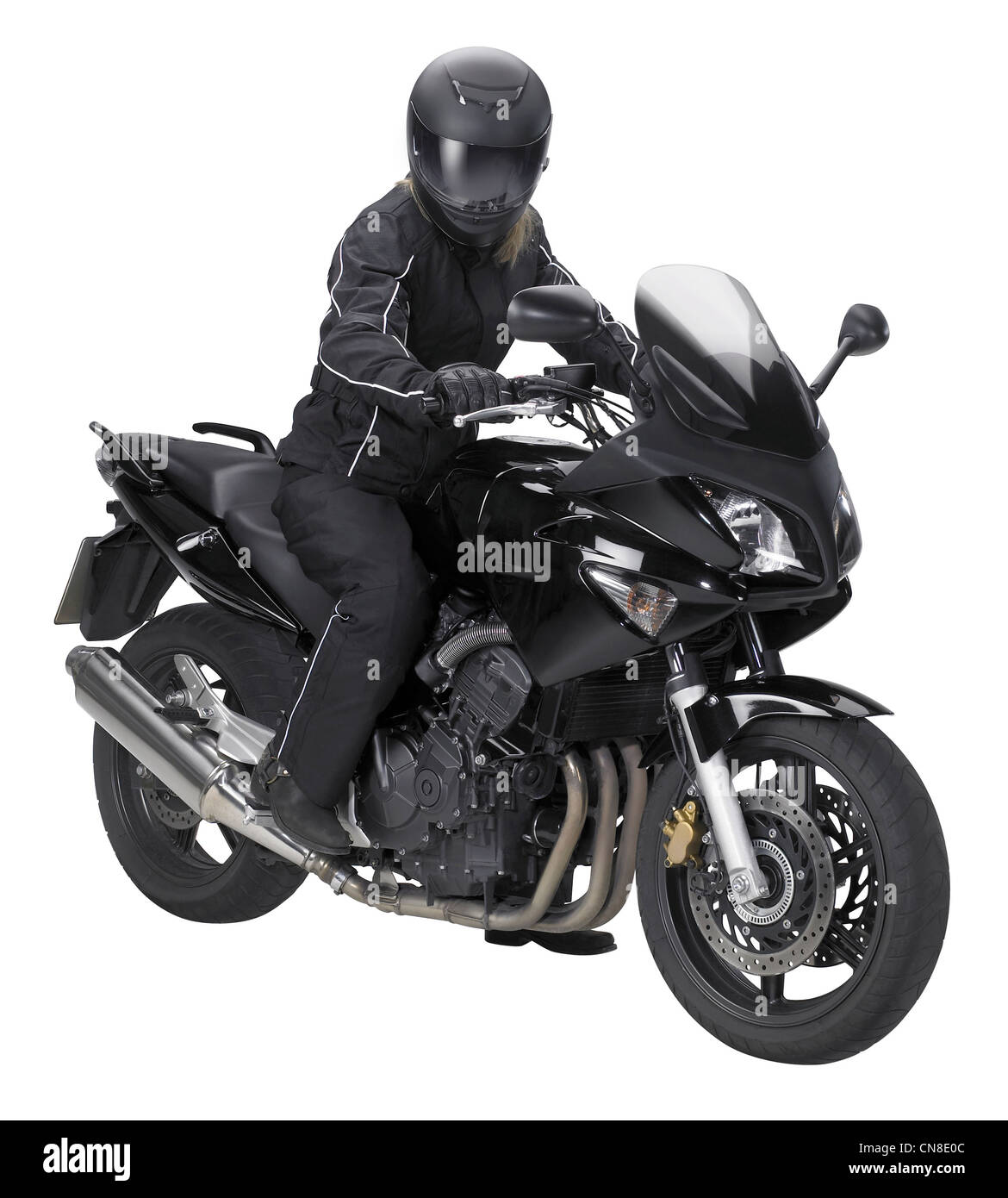 Motorbike biker in white hi-res stock photography and images - Alamy