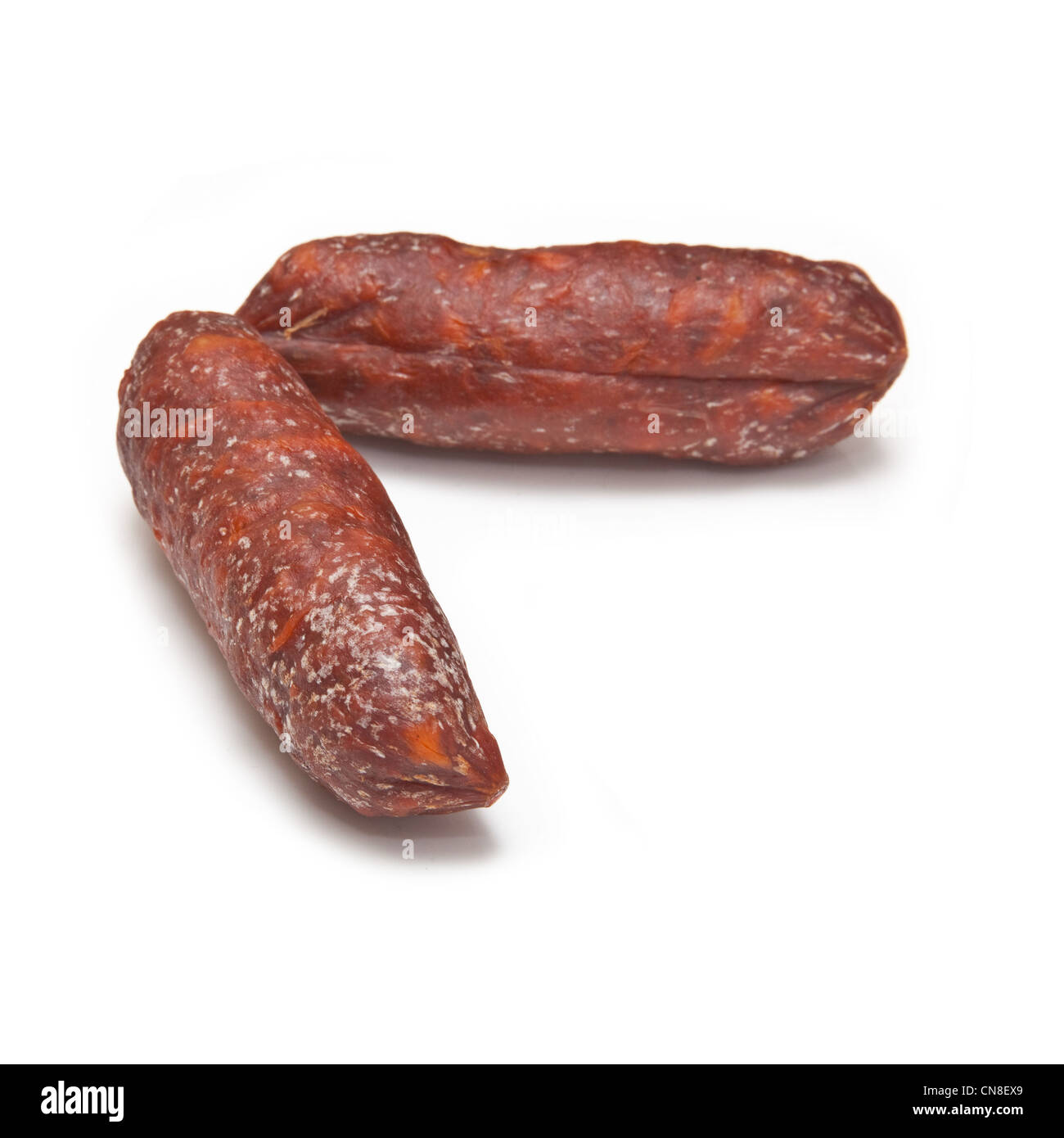 Chorizo De Pueblo sausage isolated on a white studio background Stock ...