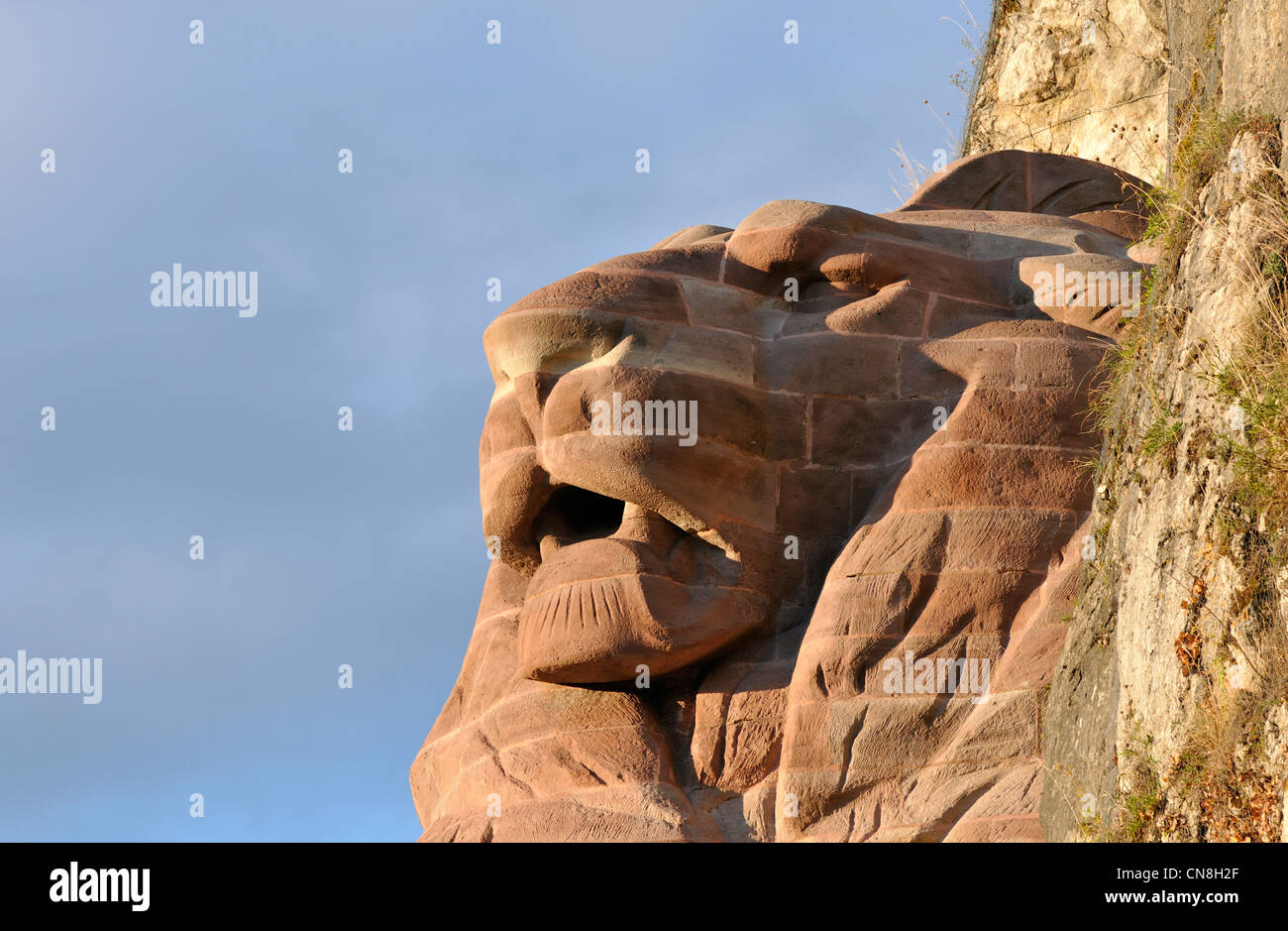 France, Territoire de Belfort, Belfort, the lion by sculptor Bartholdi ...