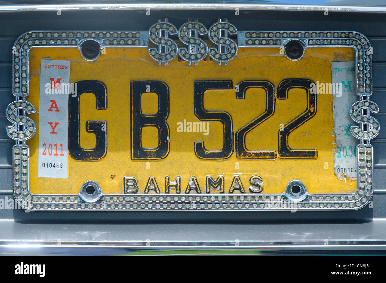 Bahamas, Grand Bahama Island, Freeport, Port Lucaya, automobile license ...