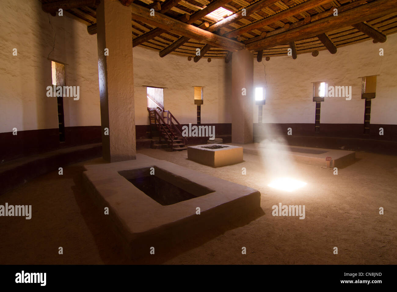 Reconstructed great kiva at Aztec Ruins National Monument, Aztec, New ...