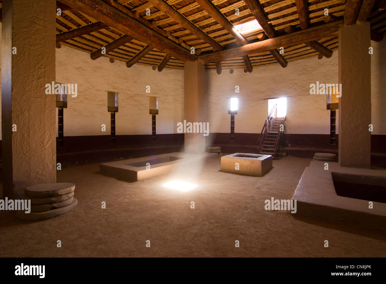 Reconstructed great kiva at Aztec Ruins National Monument, Aztec, New ...
