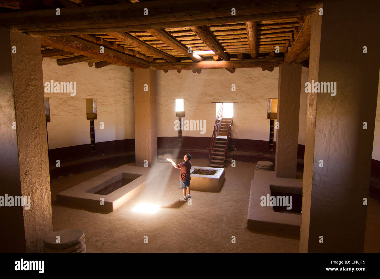 Reconstructed great kiva at Aztec Ruins National Monument, Aztec, New ...