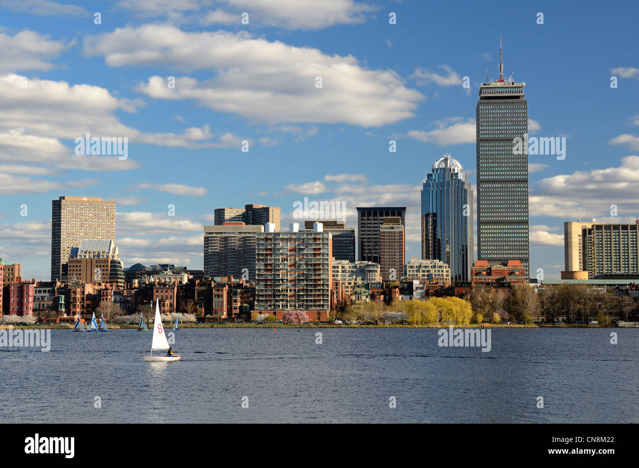 The cityscape of Back Bay Boston, Massachusetts, USA from across the ...