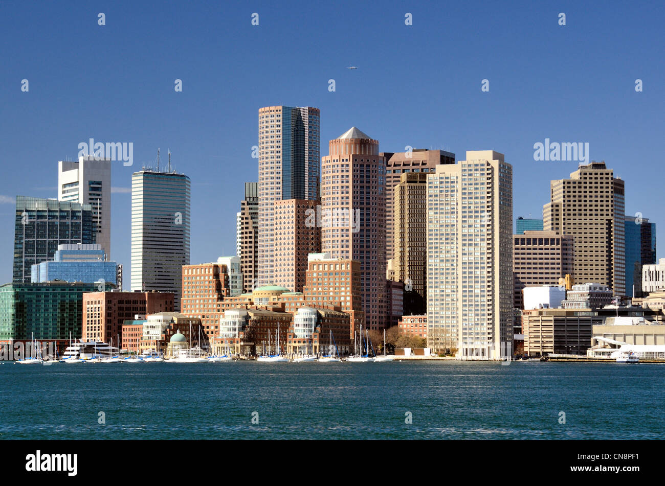 Financial District of Boston, Massachusetts viewed from Boston Harbor ...