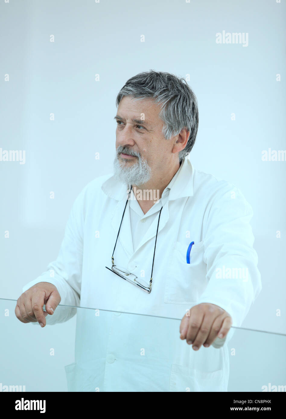 Renowned scientist/doctor in a research center/hospital looking ...